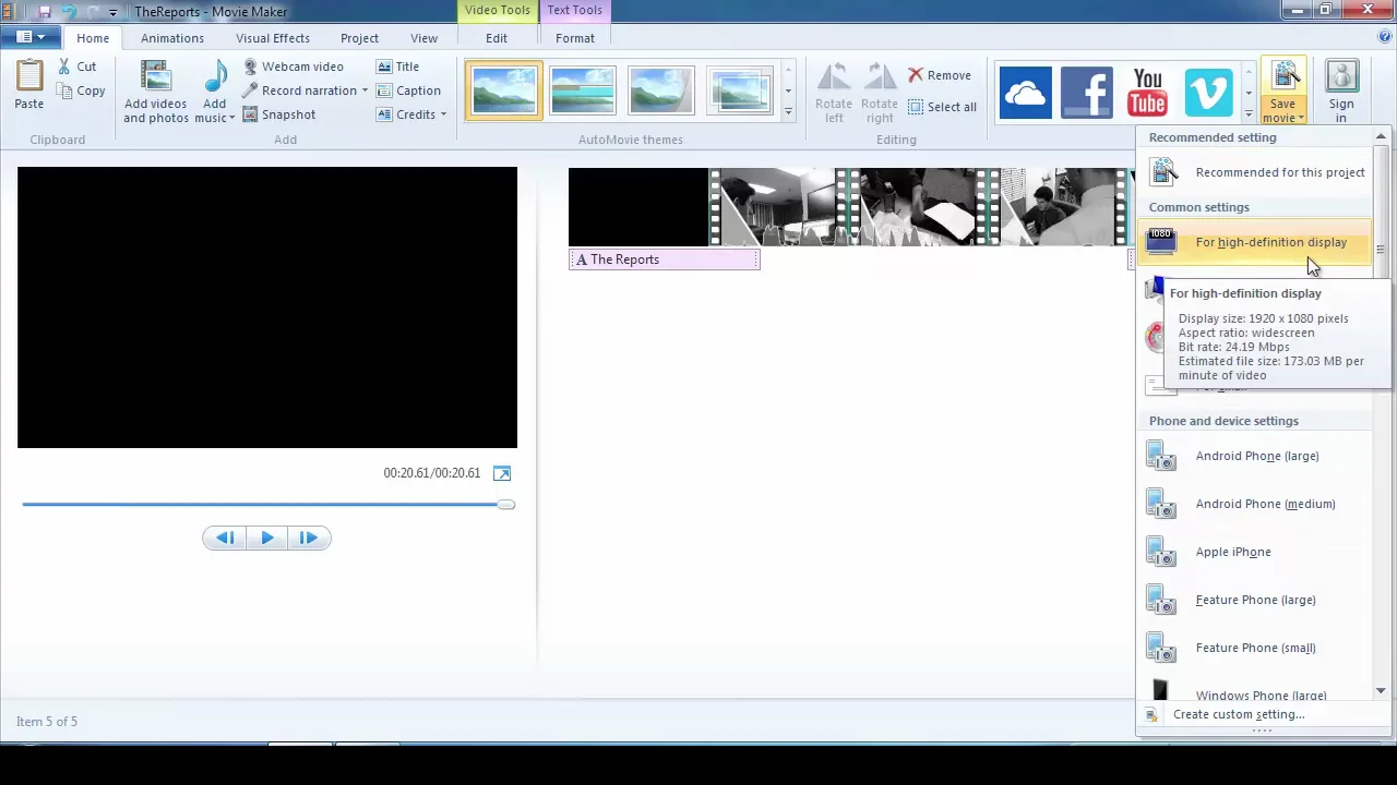 Windows Live Movie Maker - Export on Vimeo