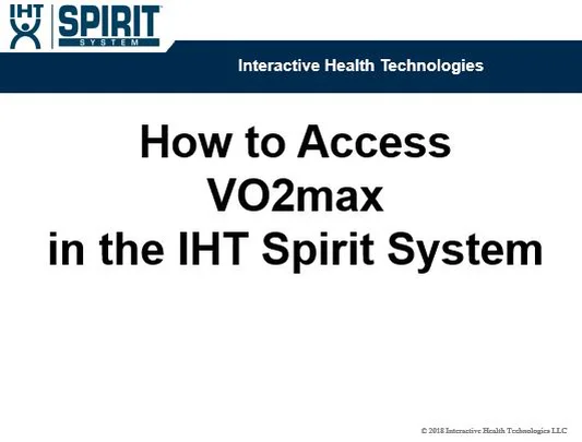 How to Access VO2max in the IHT Spirit System on Vimeo
