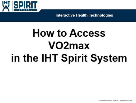 How to Access VO2max in the IHT Spirit System on Vimeo