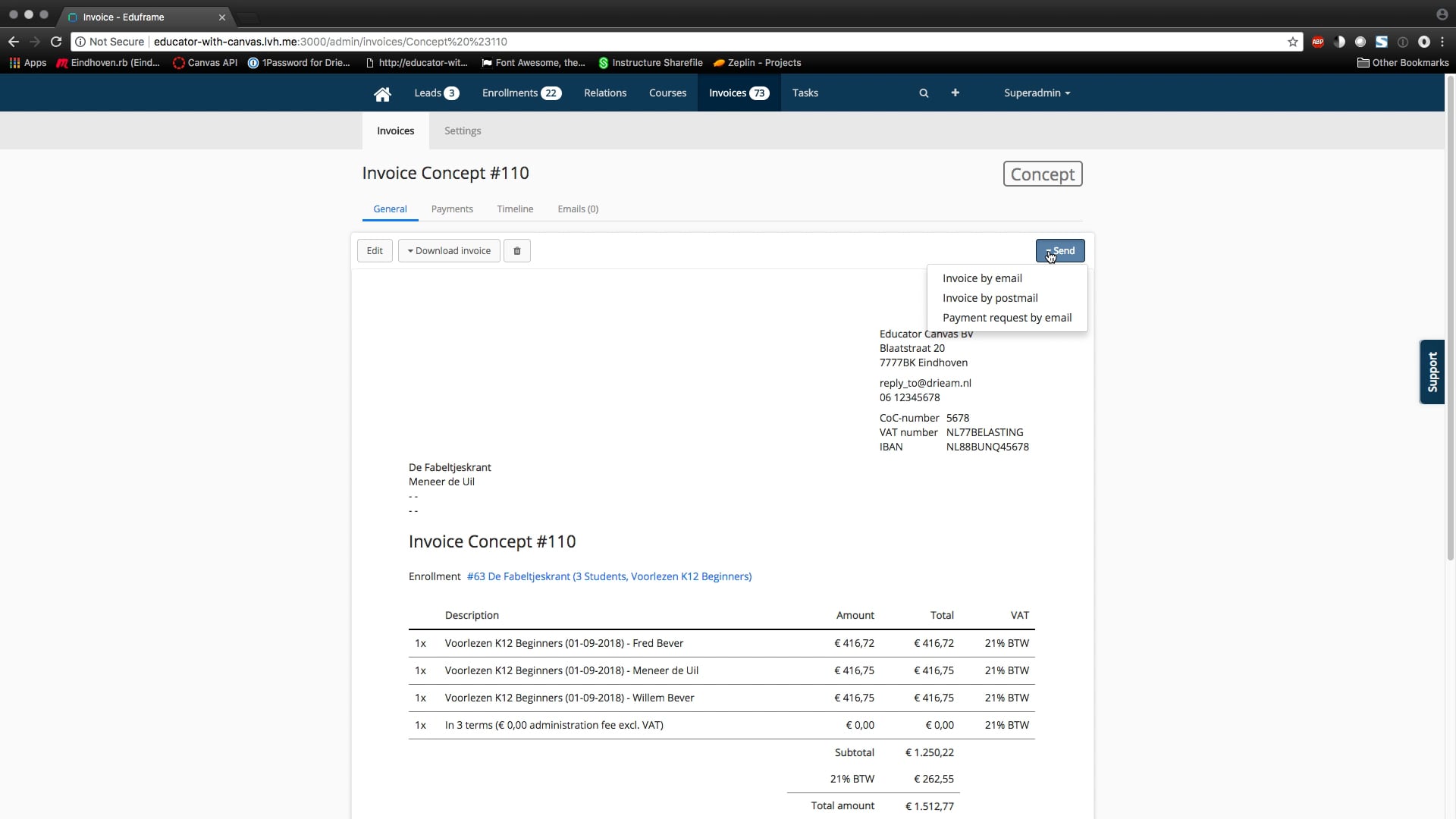 Installment invoices on Vimeo