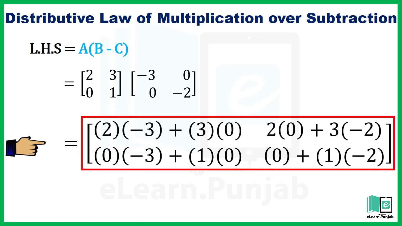 Distributive law of multiplication over Subtraction on Vimeo