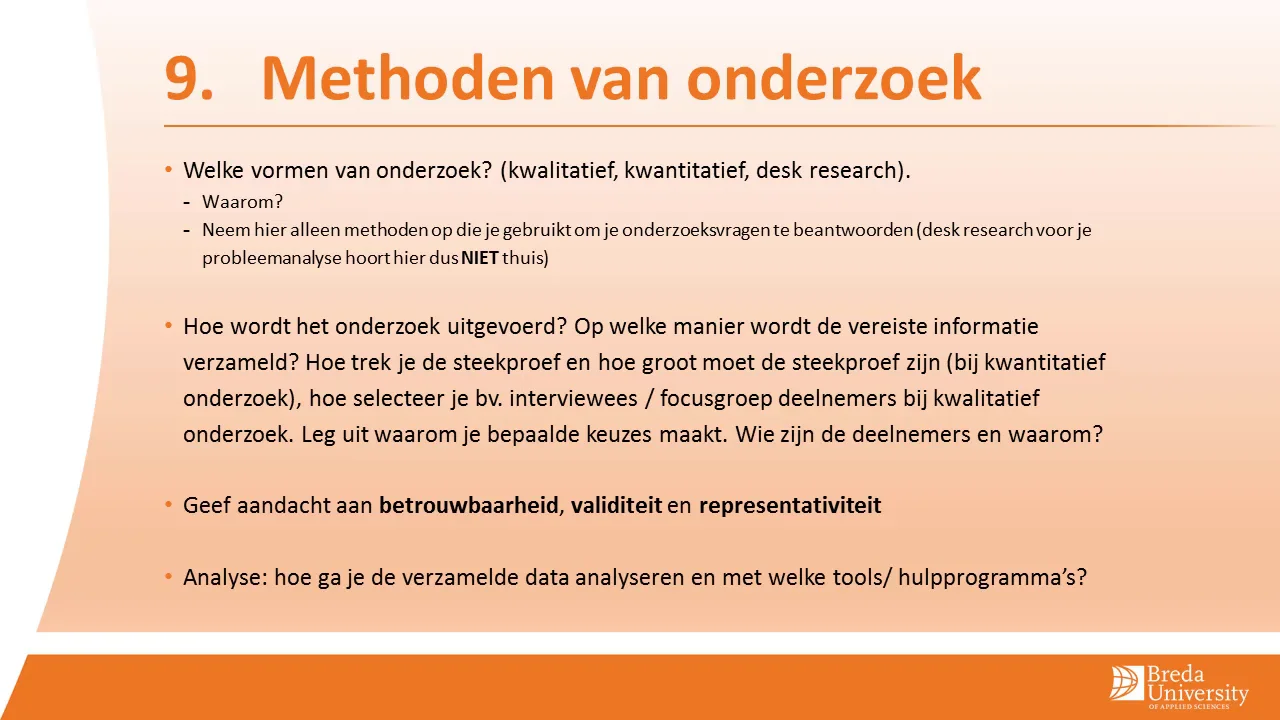 Onderzoeksvoorstel methoden van onderzoek