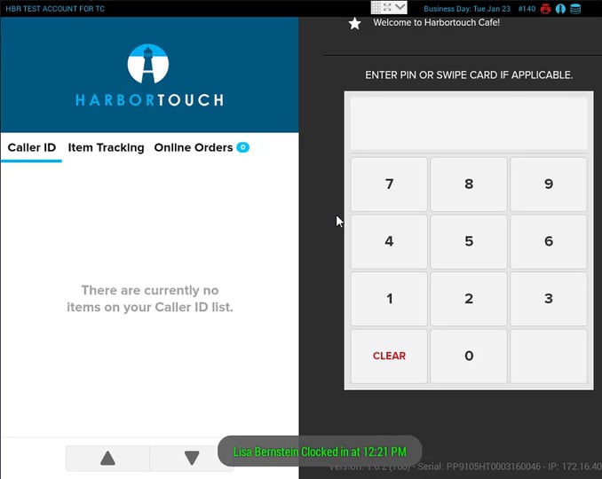 Harbortouch Bar & Restaurant - Login_Clock-in on Vimeo