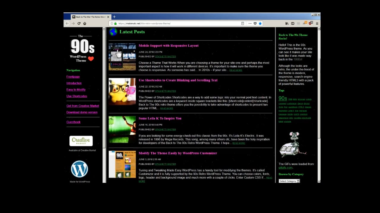 Back to The 90s! The Retro WordPress Theme on Vimeo