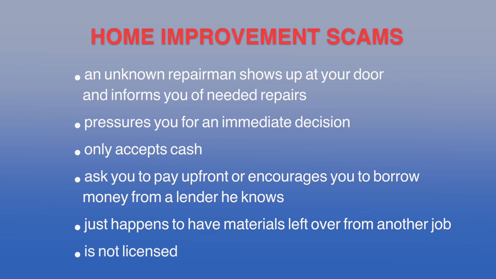 Safety Minute 36: Home Improvement Scams on Vimeo