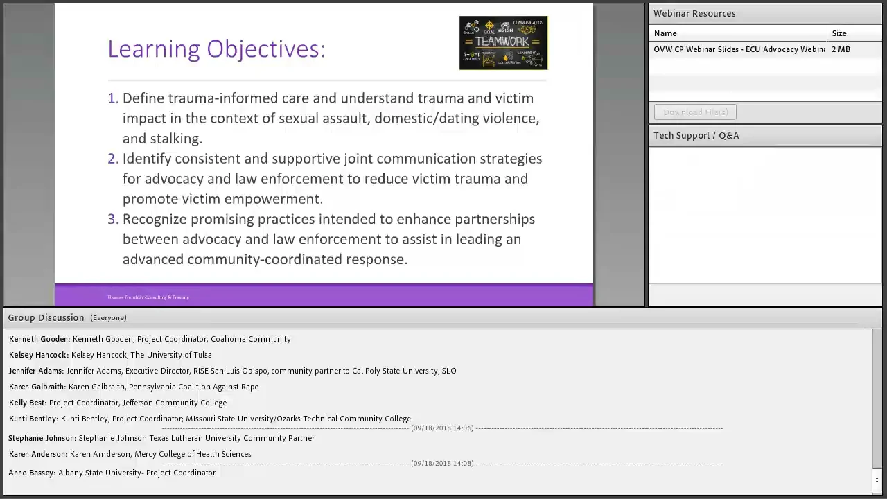 Trauma Informed Care: Enhancing Advocacy and Law Enforcement Partnerships