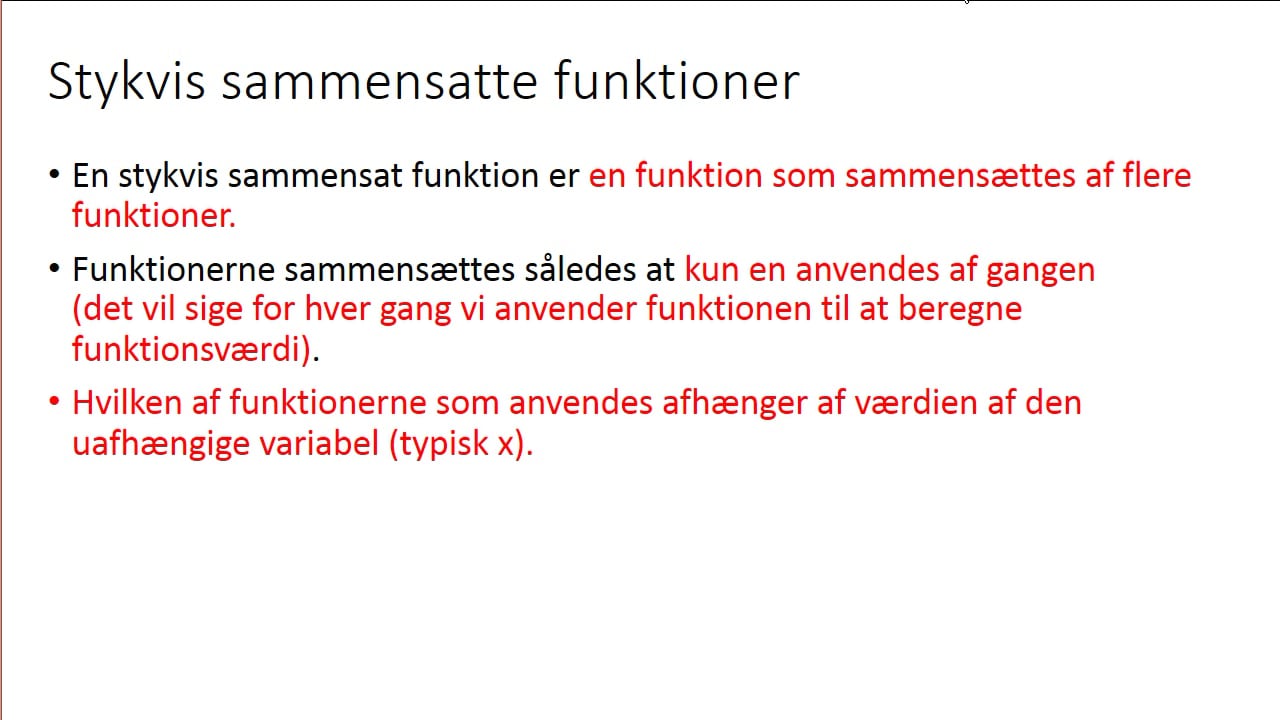 Funktioner - 11 - Stykkevis sammensatte funktioner - Gaffelforskrift on ...