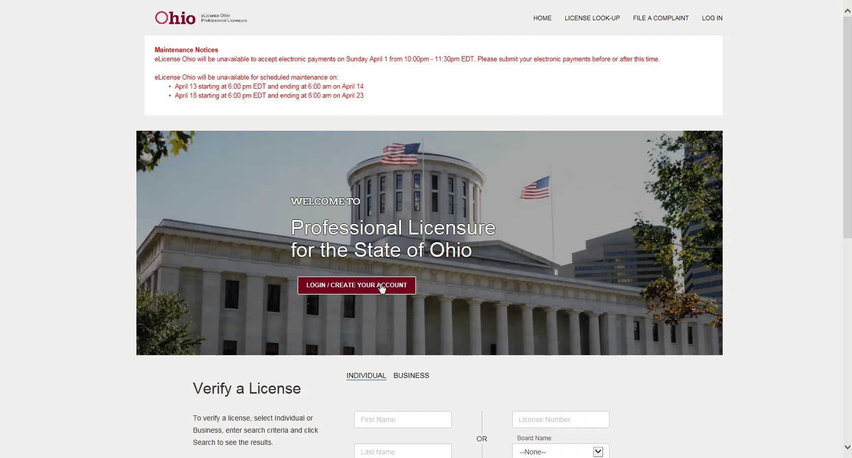 Cosmetology and Barber Board - Create an Account in eLicense Ohio