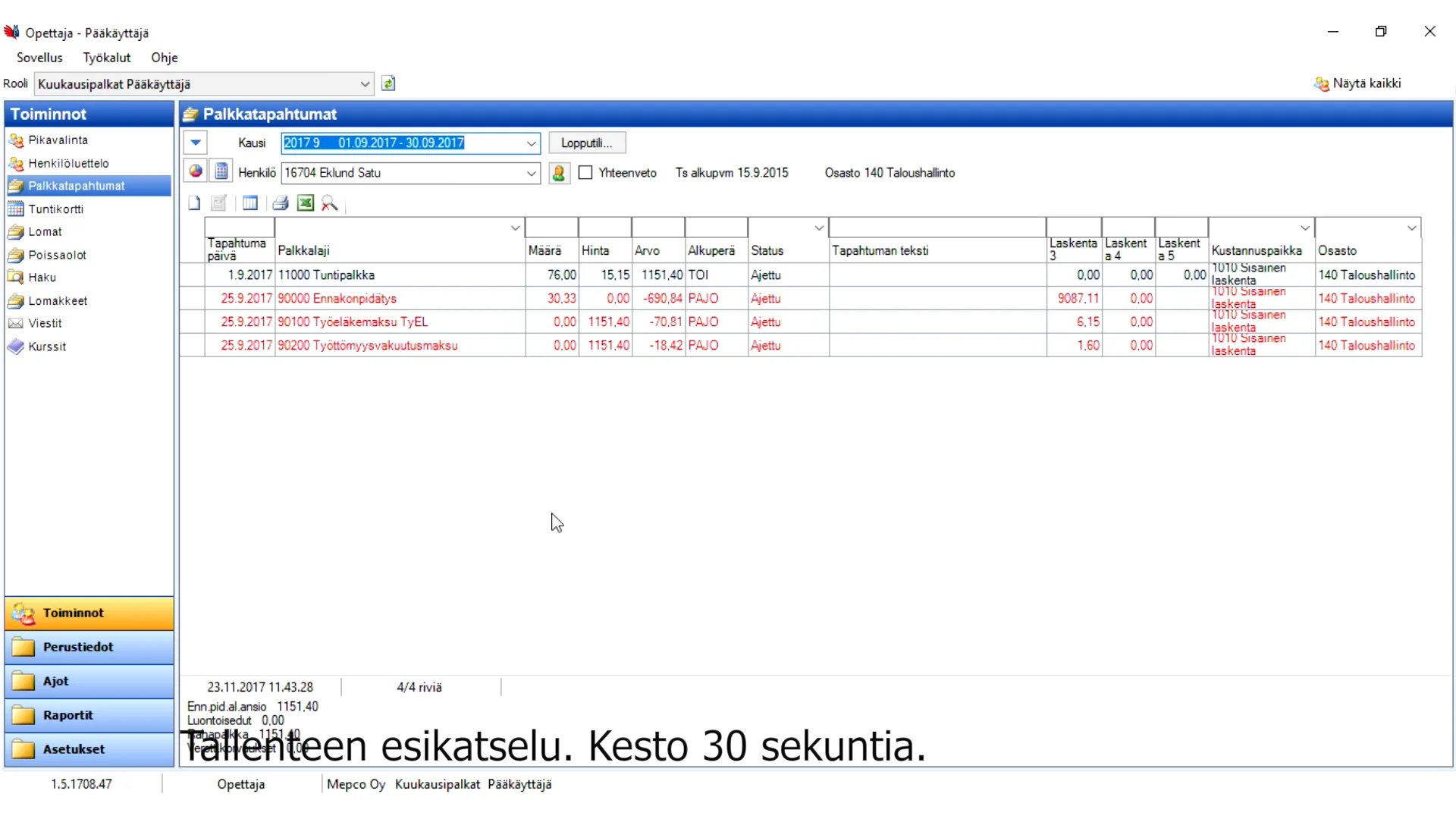 Mepco HRM käyttäjän peruskurssi: Palkka-ajo ja palkka-ajon käynnistys ...