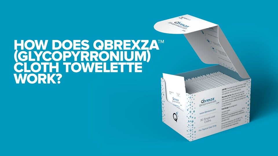 How QBREXZA™ (glycopyrronium) cloth reduces sweat on Vimeo