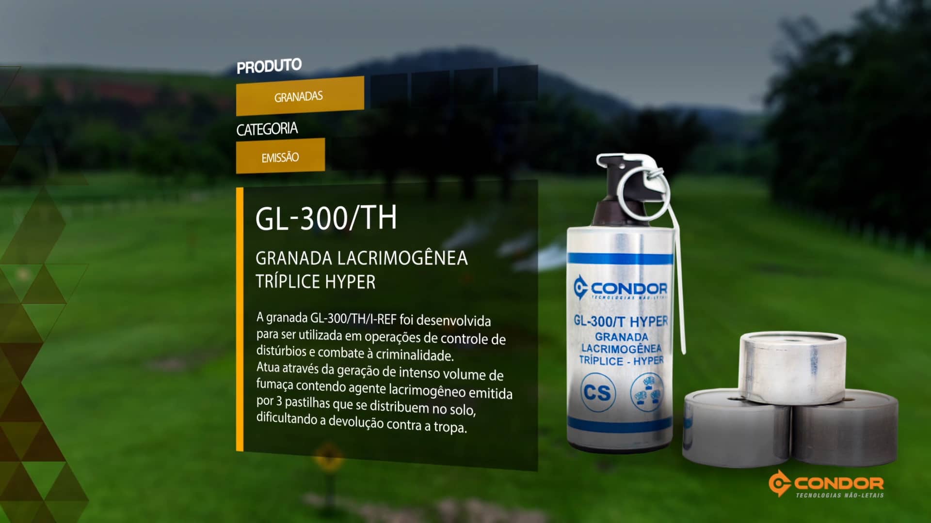 GL-300/TH - Granada Lacrimogênea Tríplice Hyper on Vimeo