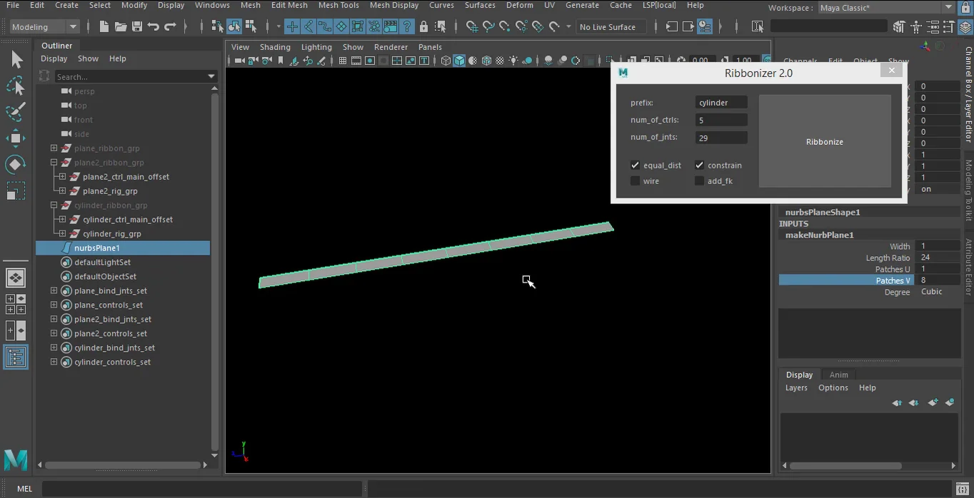 Ribbonizer 2.0 for Maya - Create Ribbon with any NURBS Surface