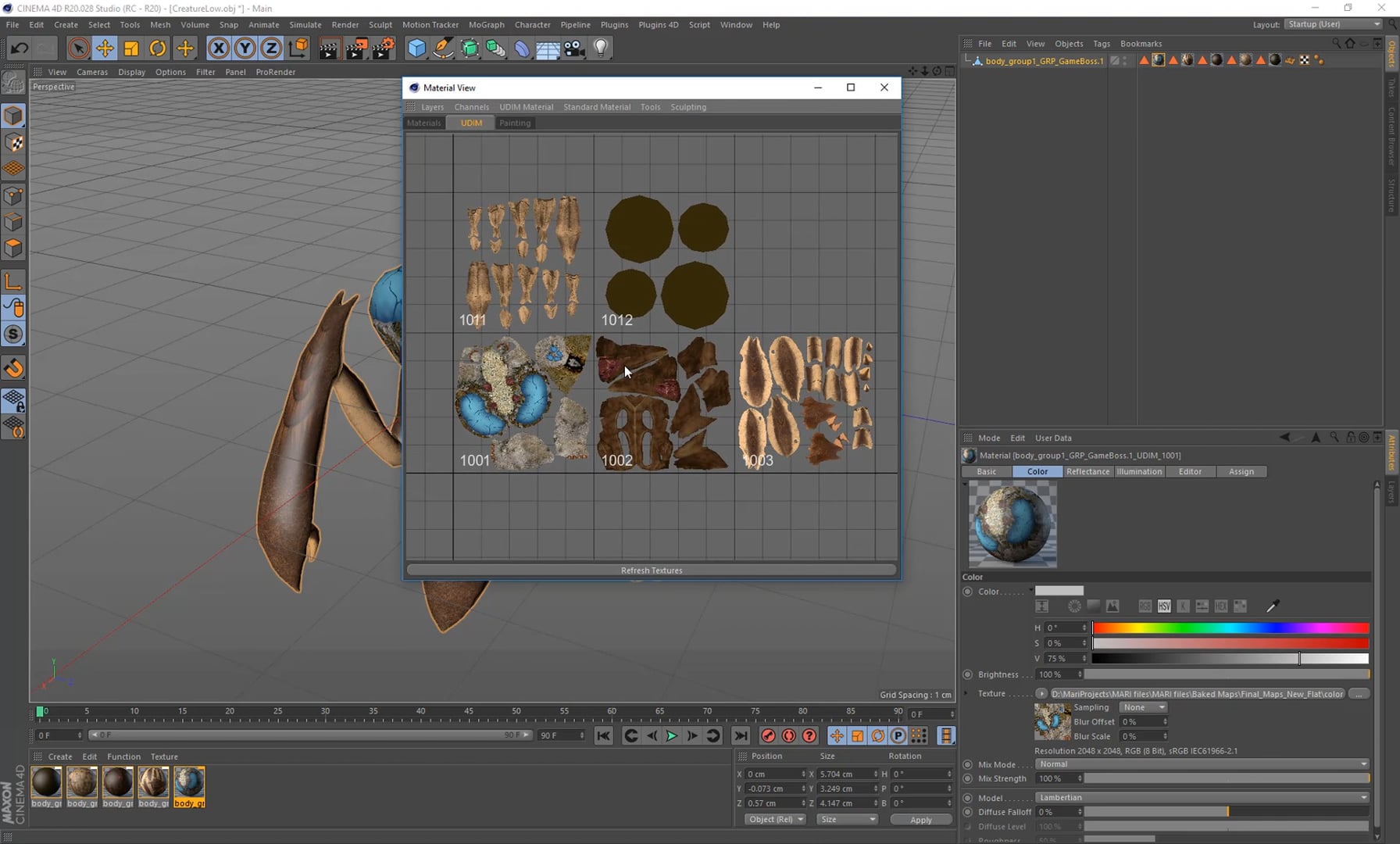 4D Paint: Importing UDIMS into Cinema 4D on Vimeo
