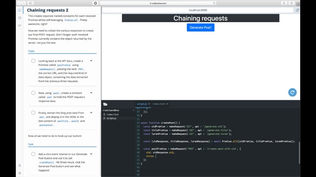 Manipulate data in a series of requests - Write JavaScript for the Web - OpenClassrooms