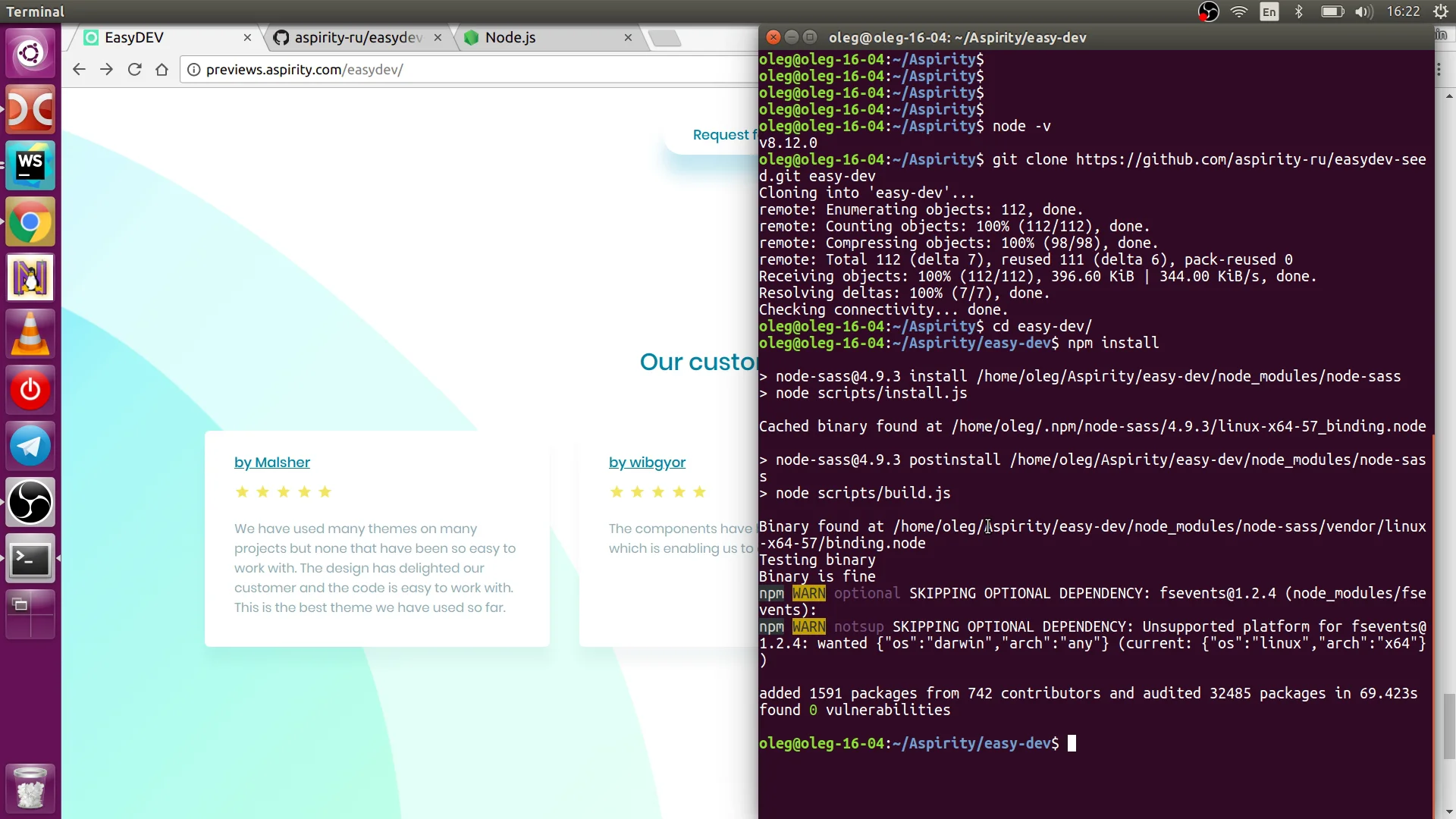 How to install and start a react-based project on Vimeo