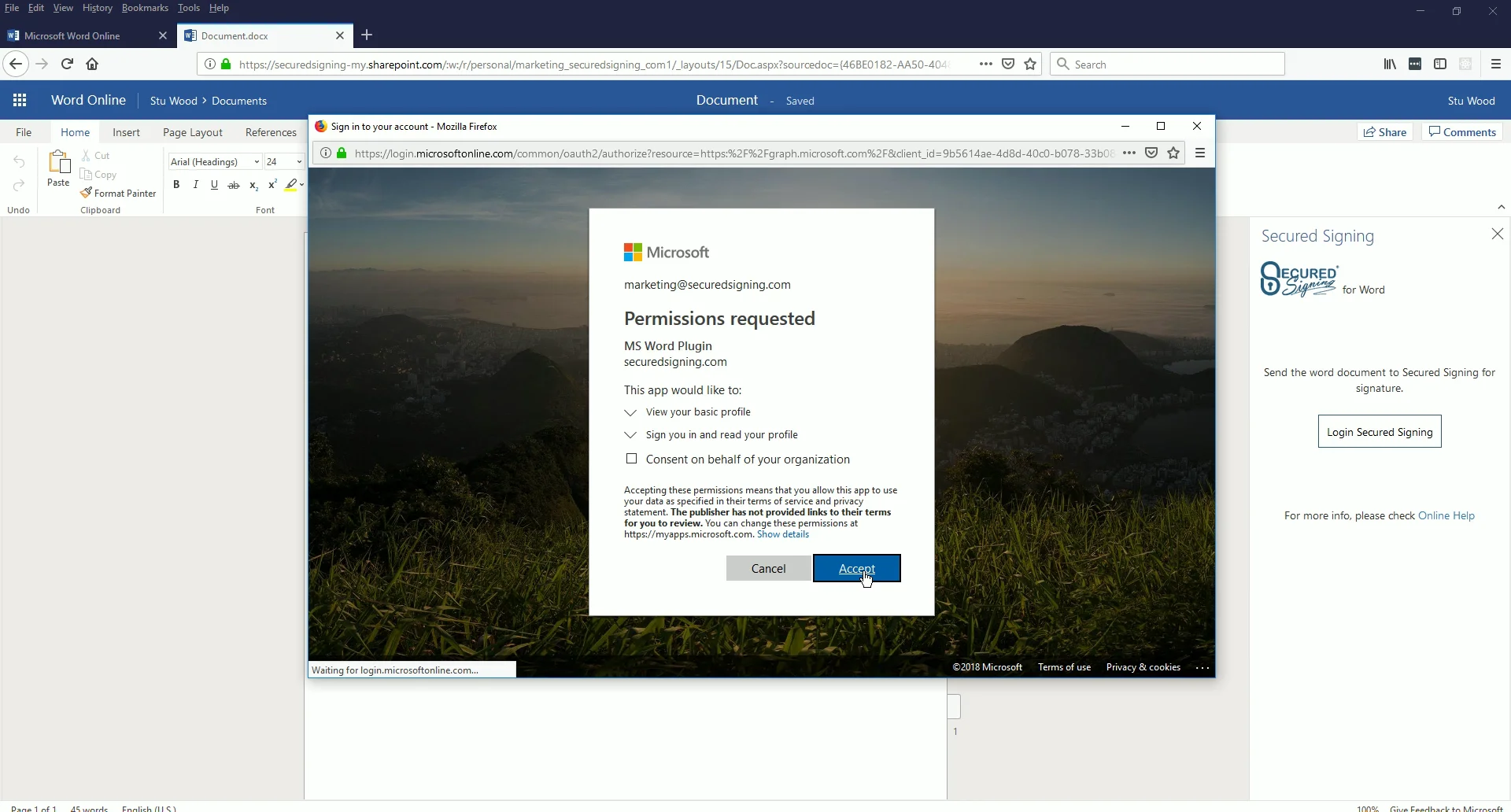 How to use Secured Signing Word Plugin on Word Online on Vimeo