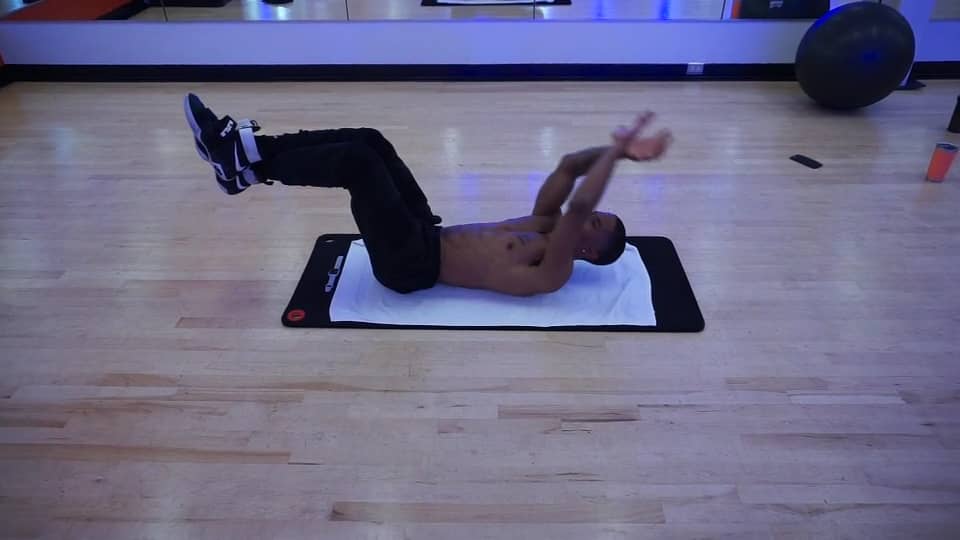 Wrist to knee crunch (cross hands touch opposite knees) on Vimeo