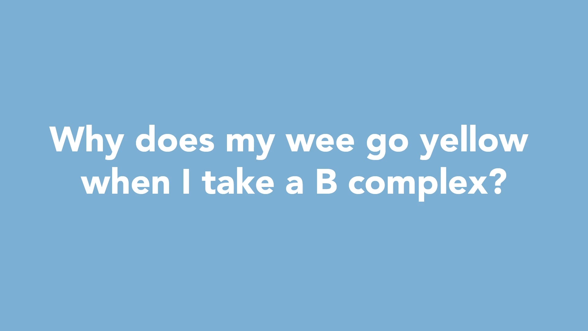 Why does my wee go yellow when I take a B complex? on Vimeo