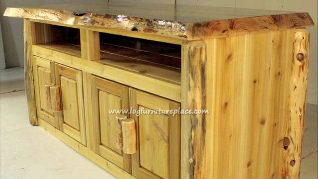 Cedar Lake Widescreen Log TV Stand | Rustic TV Stand for a Rustic Home ...