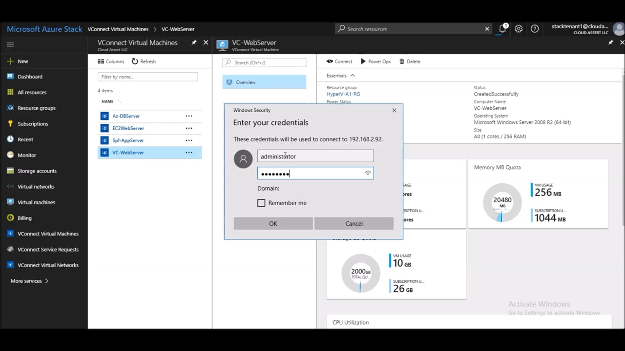 VConnect Resource Provider for Azure Stack - Tenant UI - Cloud Assert ...