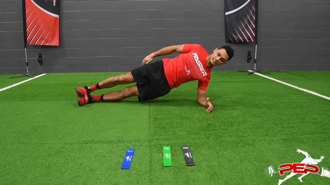 Mini Band Side Plank Sprinter Knee Drive on Vimeo