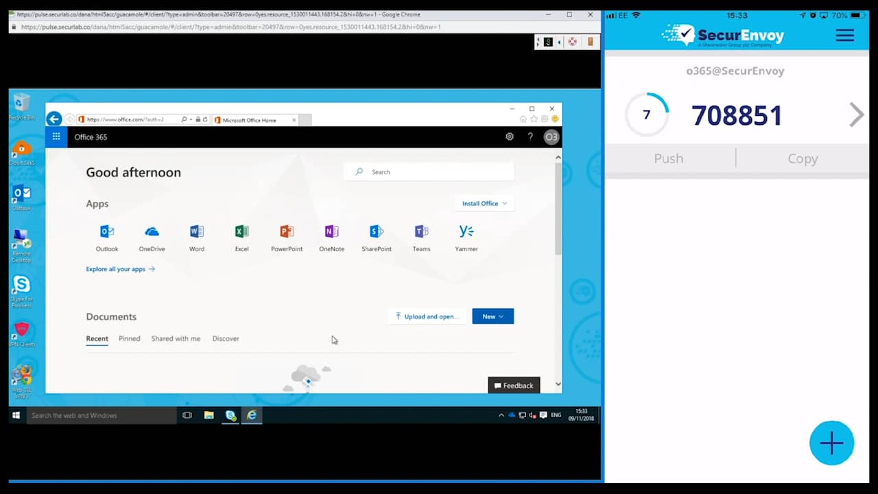 SecurEnvoy Authenticator for Microsoft Office 365 on Vimeo