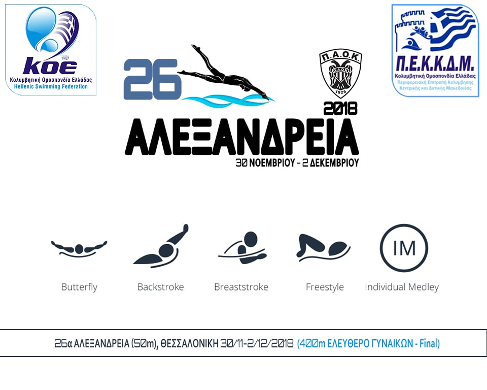 26α ΑΛΕΞΑΝΔΡΕΙΑ (50m), ΘΕΣΣΑΛΟΝΙΚΗ 30/11-2/12/2018 (400m ΕΛΕΥΘΕΡΟ ...