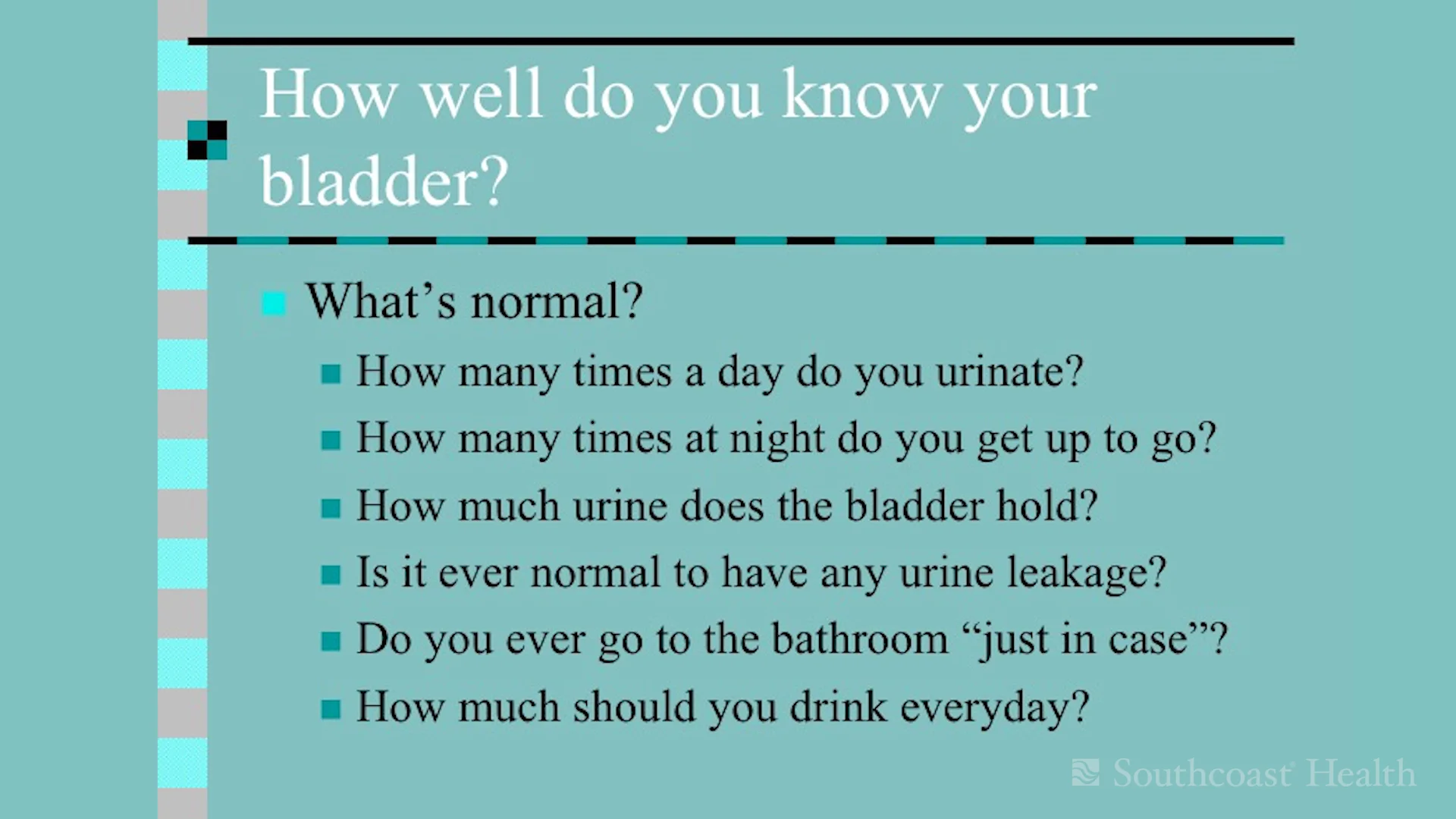 Healthy Bladder Problems on Vimeo