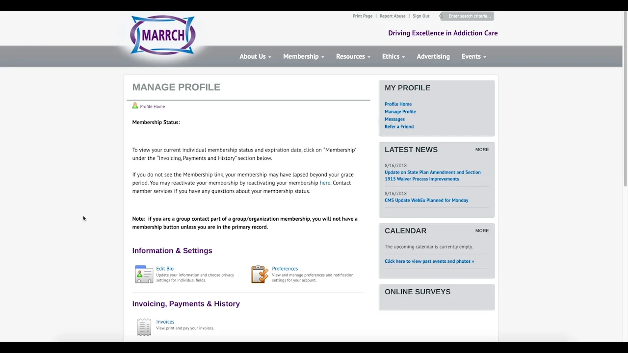 Logging in to marrch.org