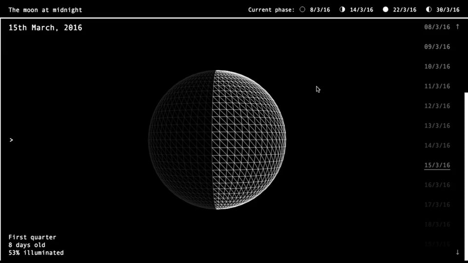 A minimal site for the lunar cycle | HOVERSTAT.ES