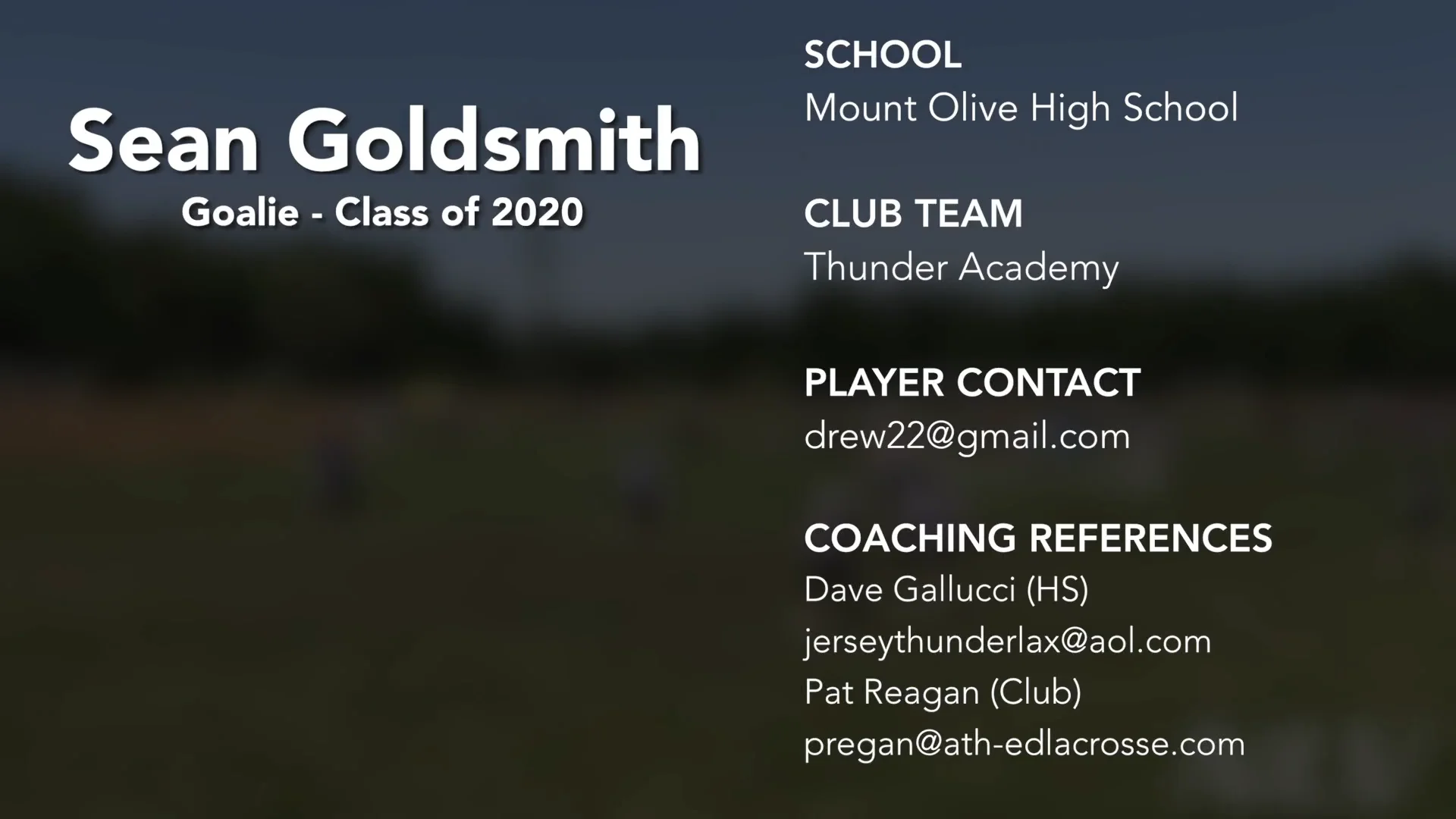 Sean Goldsmith Lacrosse Highlights 2018 NLV on Vimeo