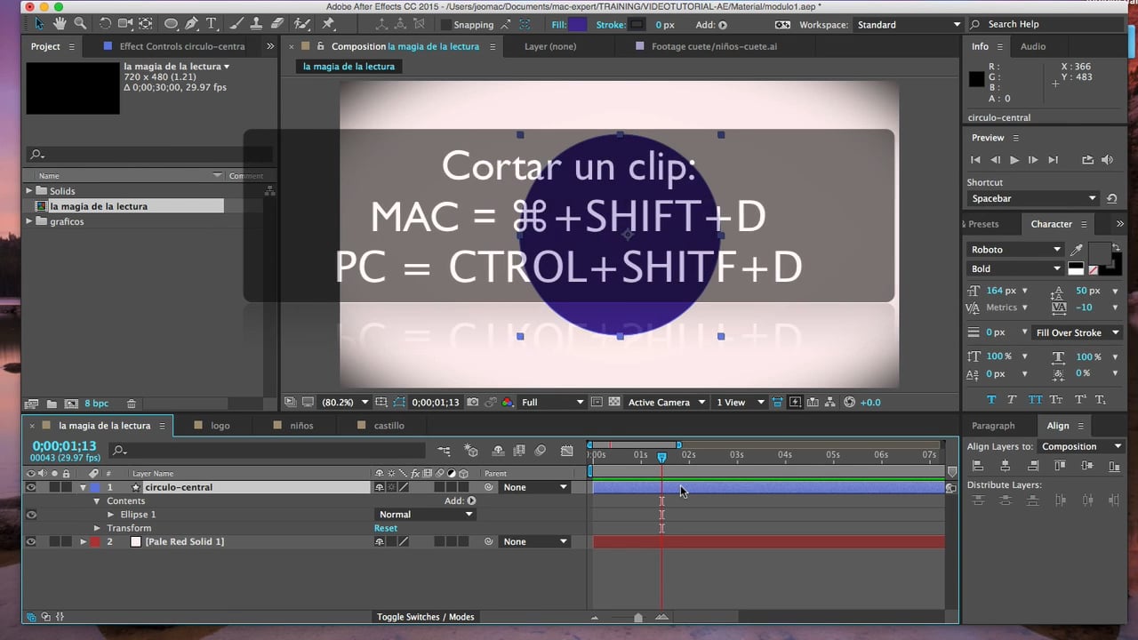 2.2 Animación Keyframe: Creación de un sólido y máscara. on Vimeo