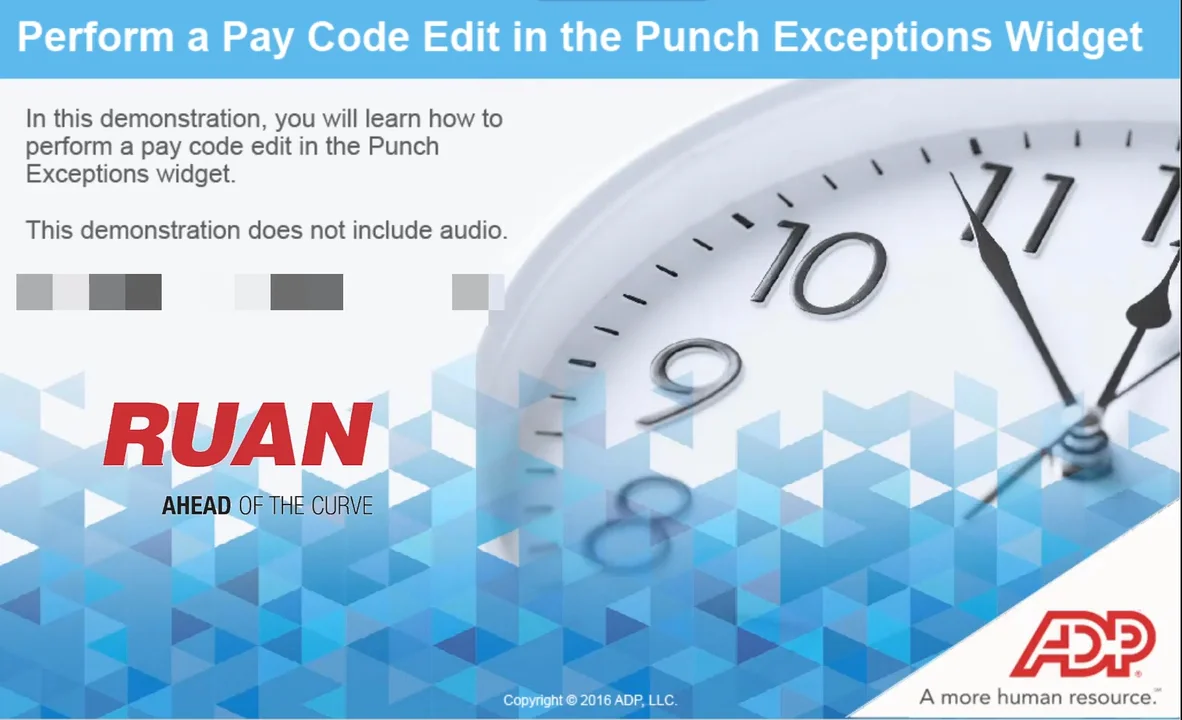 ADP Perform a Pay Code Edit in Punch Exceptions Widget on Vimeo