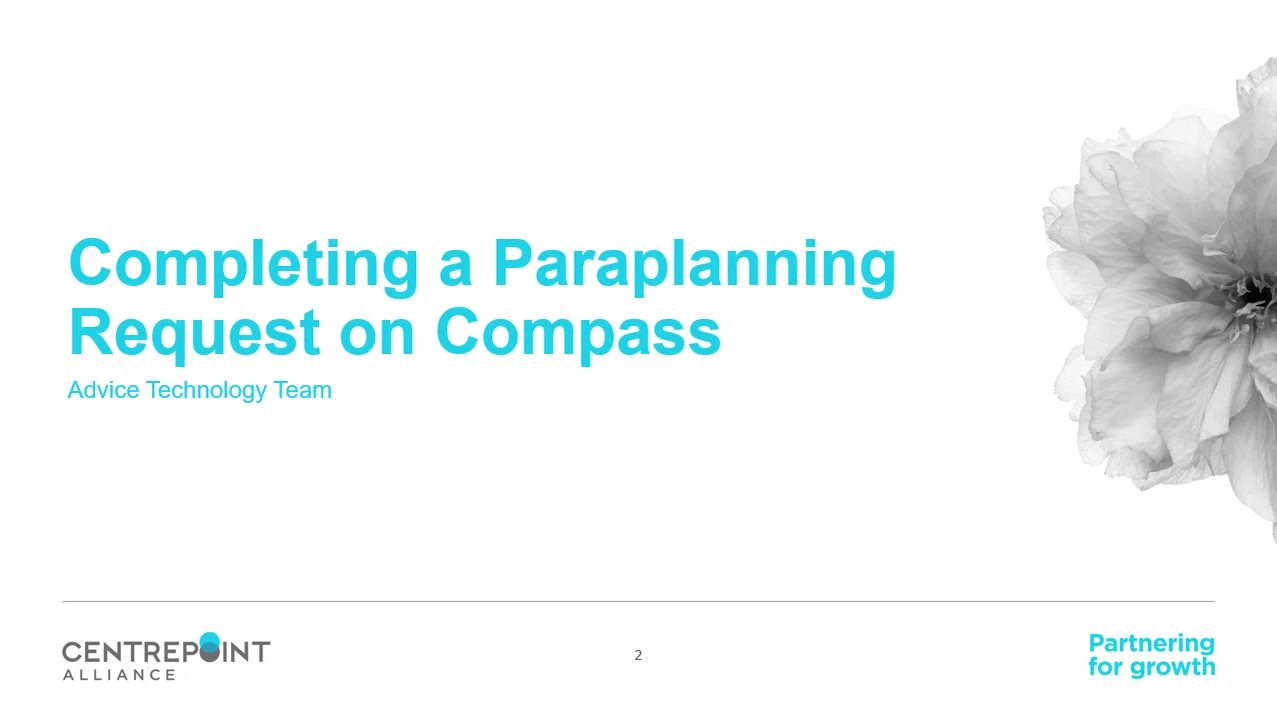 Completing a Paraplanning Request on Compass on Vimeo