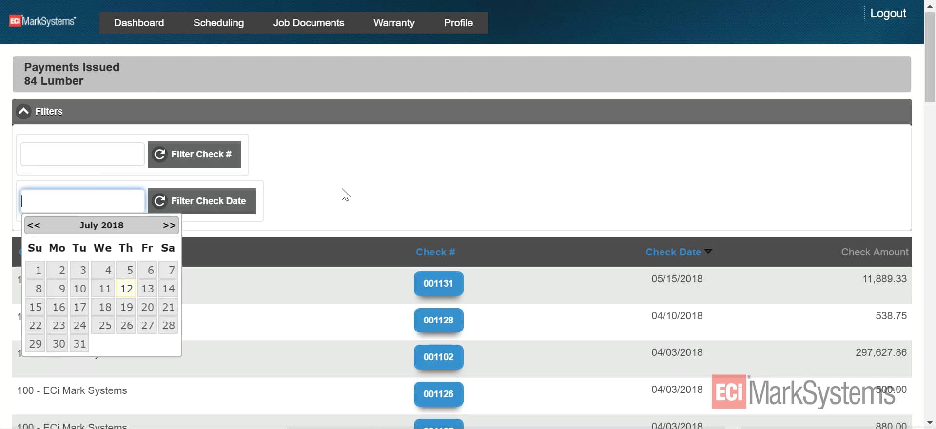 Trade Partner Payment History on Vimeo