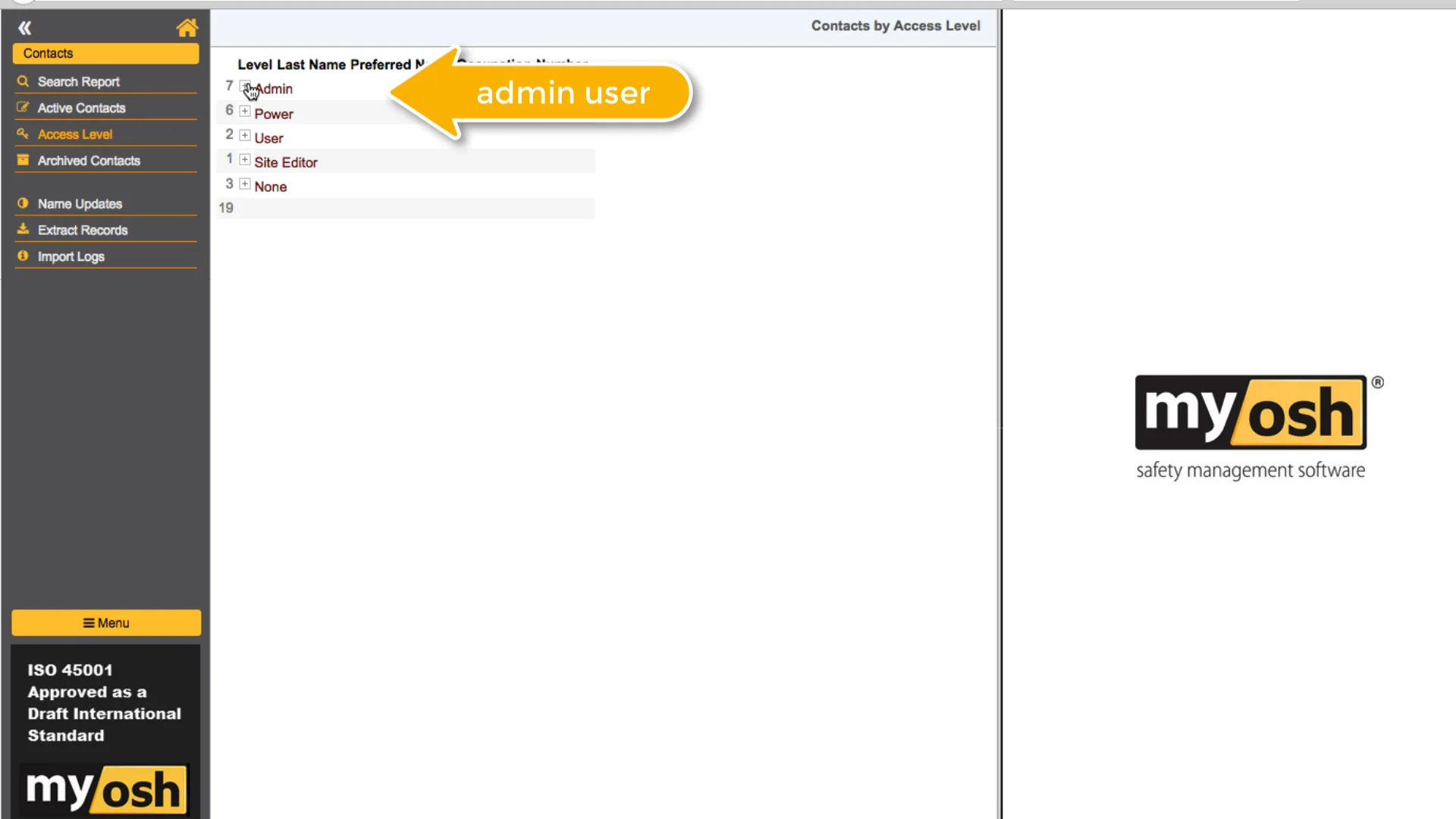 myosh Administration Getting Started User Training - access levels ...