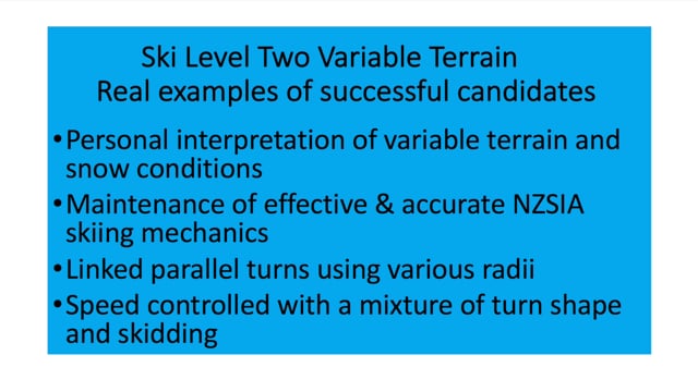 Real v Ideal Skiing Standards Level 1 and Level 2 on Vimeo