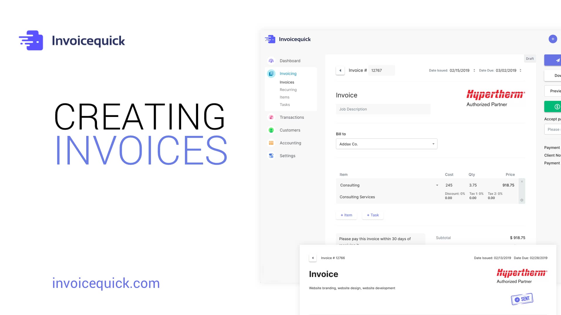 Creating and Invoice - Invoice Quick on Vimeo