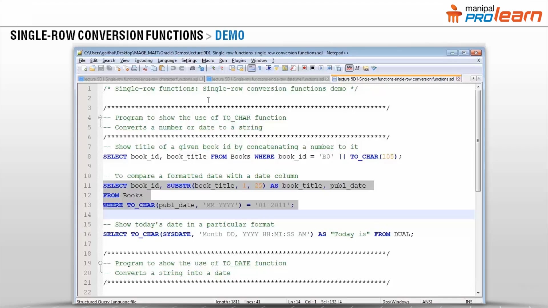 Lecture 9D1 - Single-row functions - Demo - 04 on Vimeo