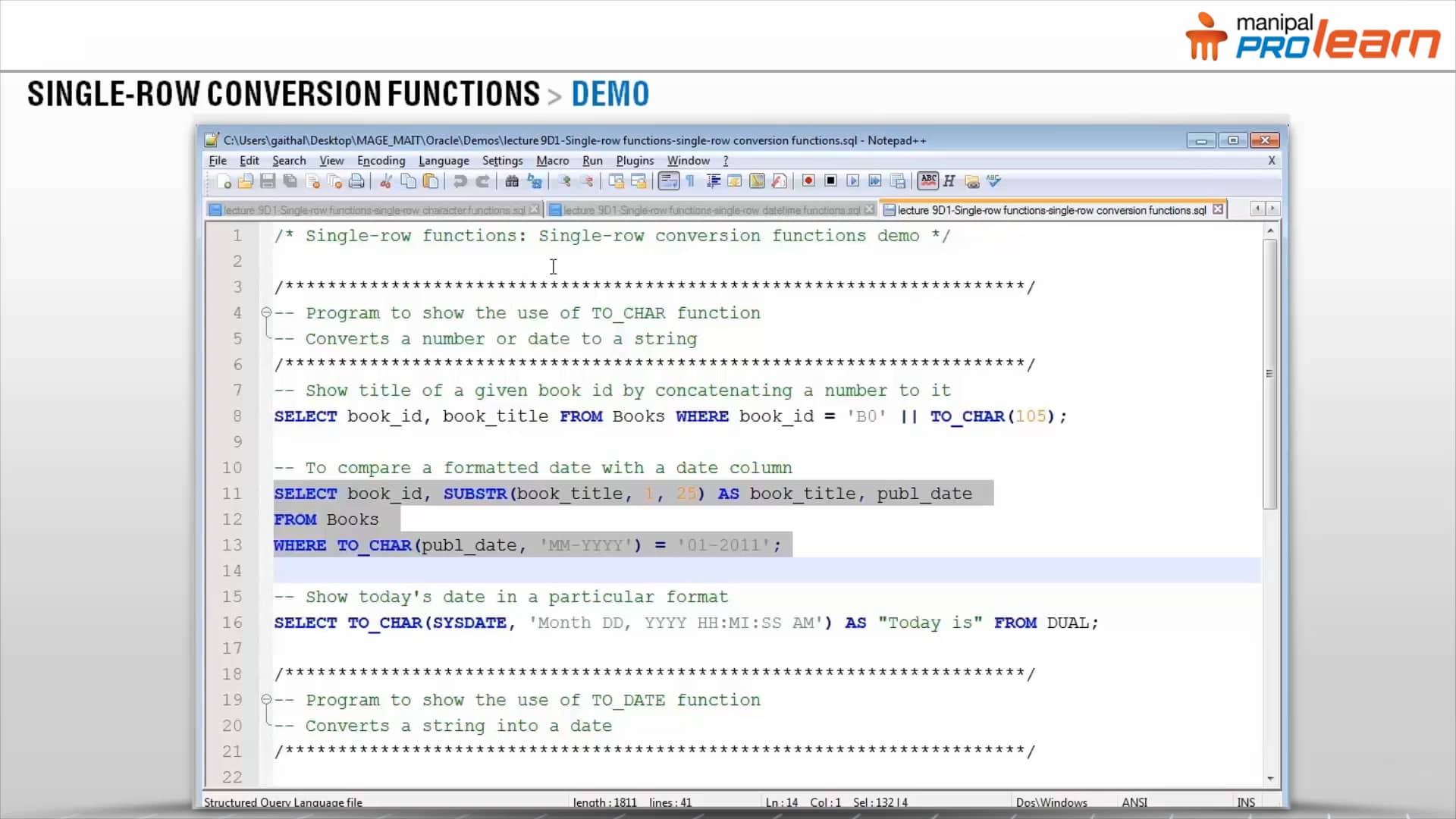 Lecture 9D1 - Single-row functions - Demo - 04 on Vimeo