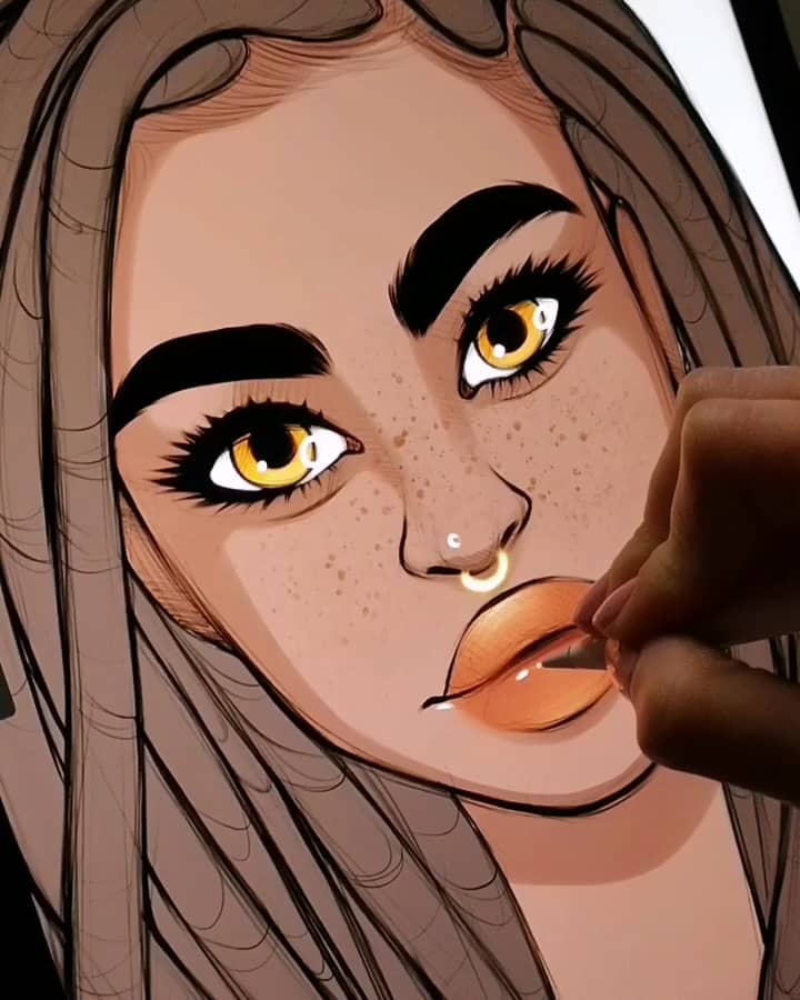 Coloring a Procreate Drawing with brushes cartoon make up brush set on ...