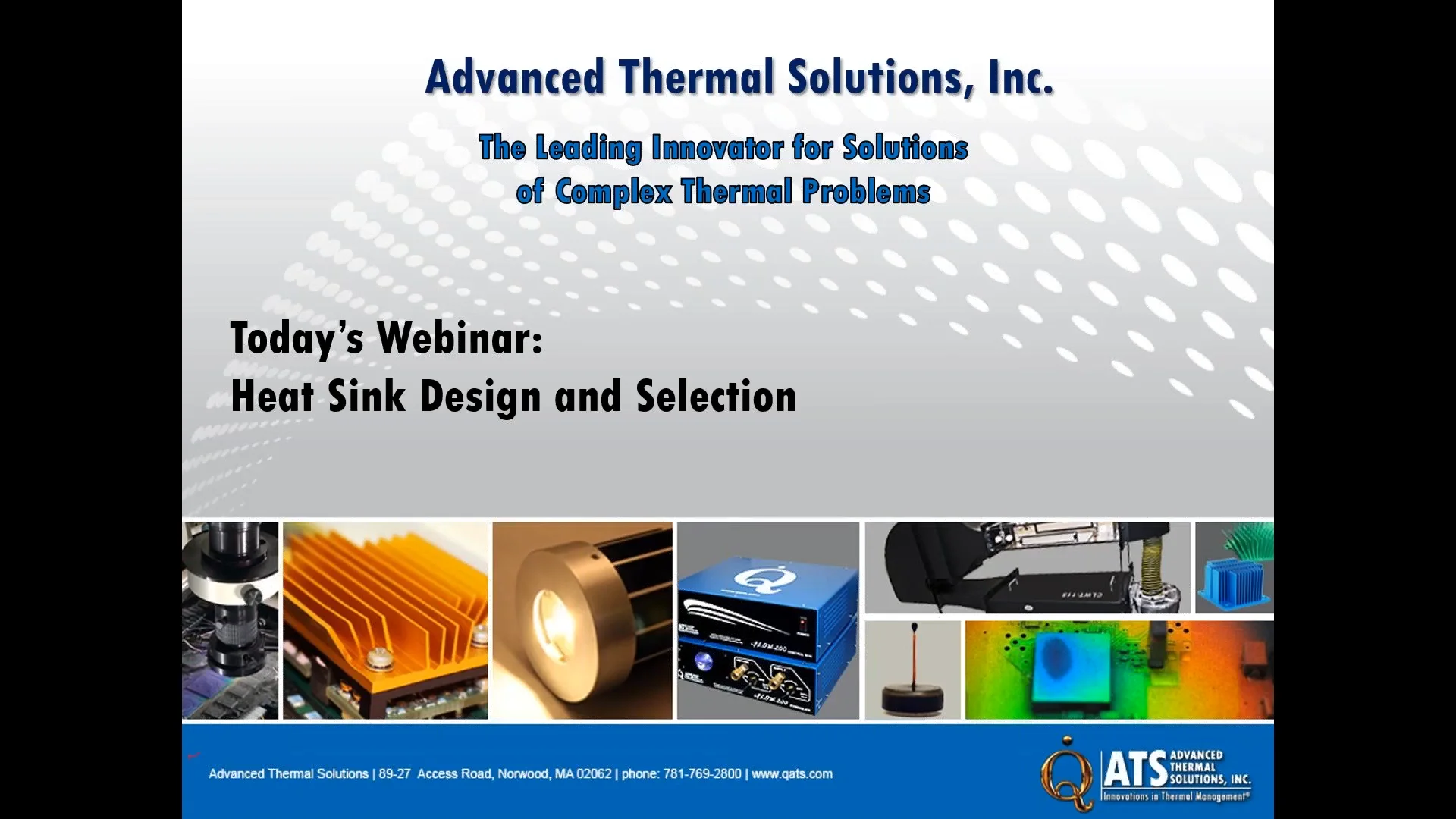 ATS Webinar Series - Air Cooling: Heat Sink Design and Selection - ATS ...