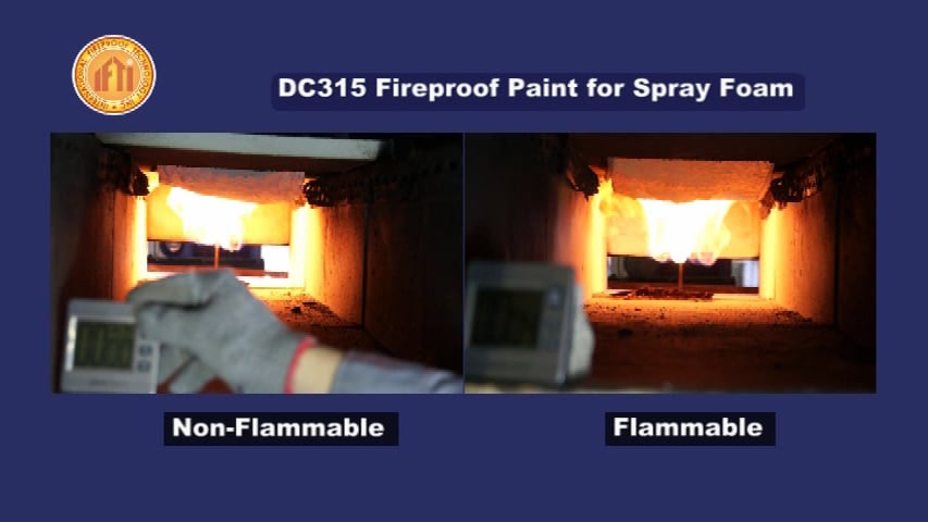 DC315-Intumescent Thermal Barrier for Spray Foam on Vimeo