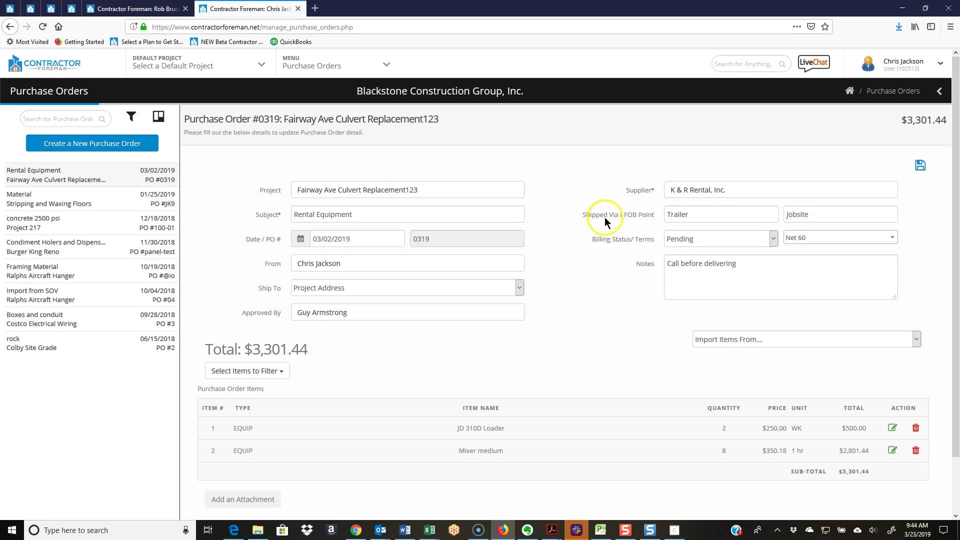 Creating Purchase Orders with Contractor Foreman on Vimeo