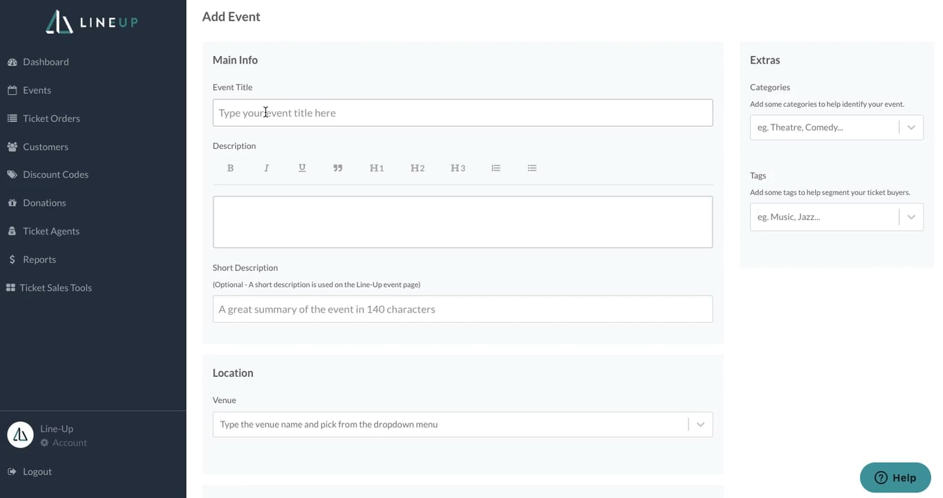 Line-Up Support - creating an event step 1 on Vimeo