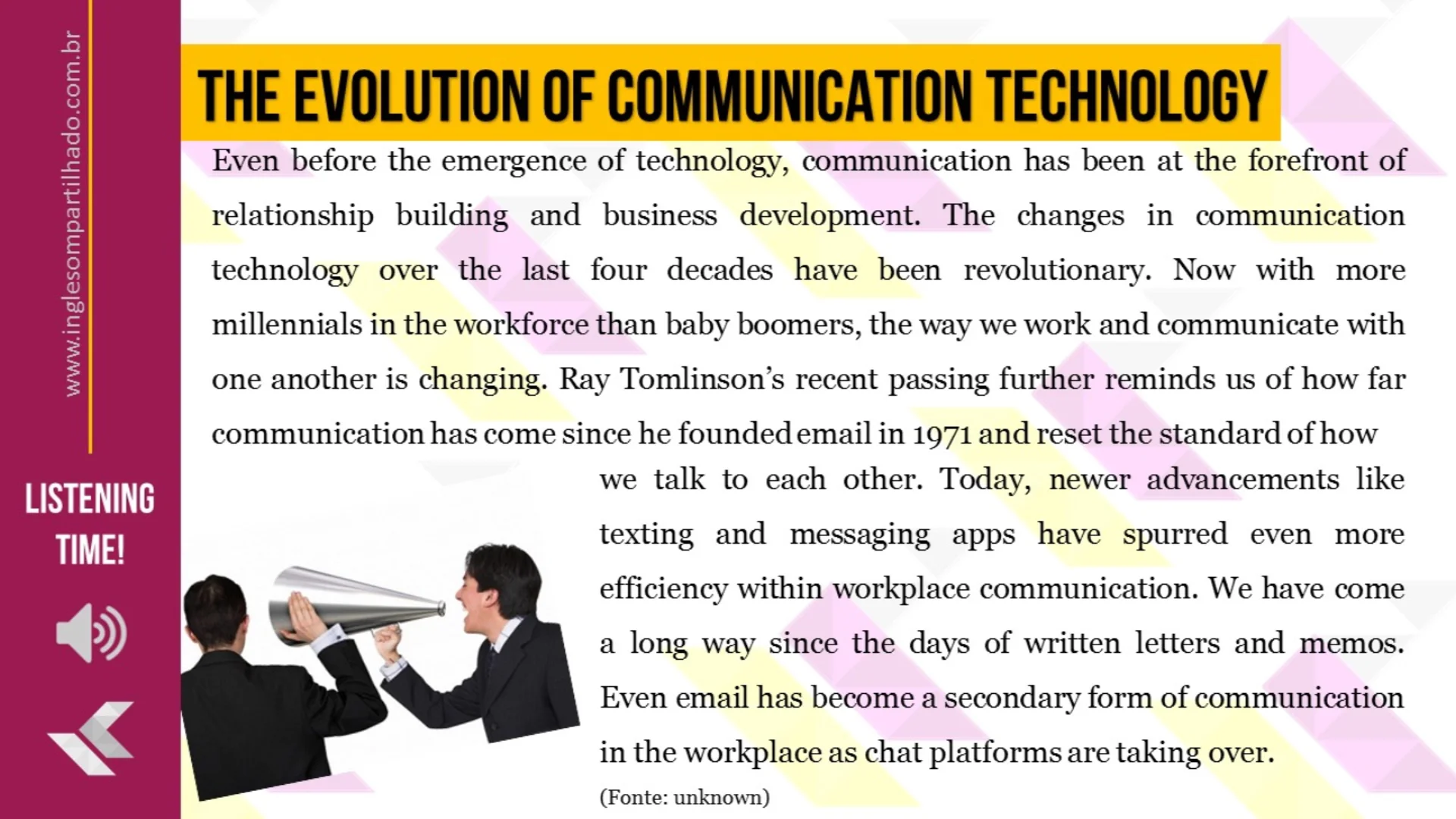 THE EVOLUTION OF COMMUNICATION TECHNOLOGY