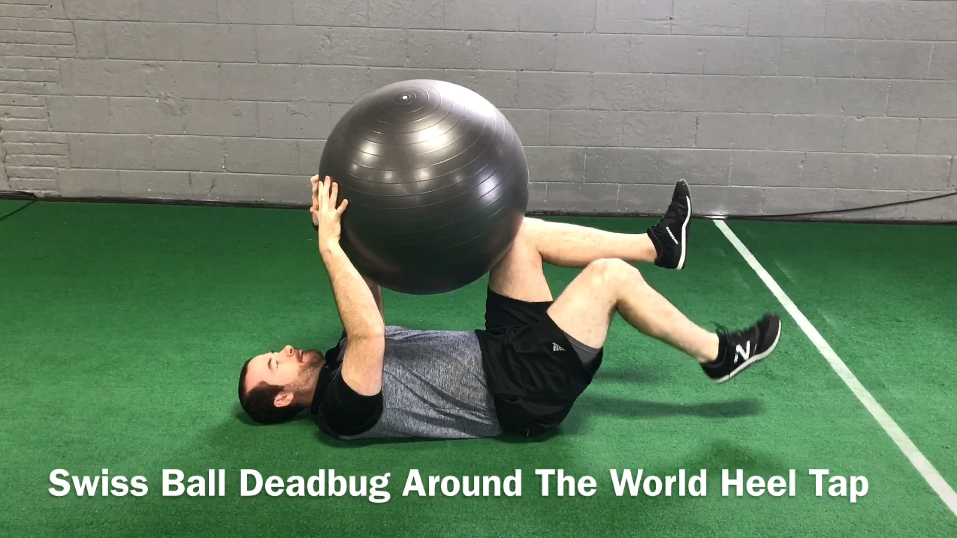 Swiss Ball Deadbug Around The World Heel Tap on Vimeo