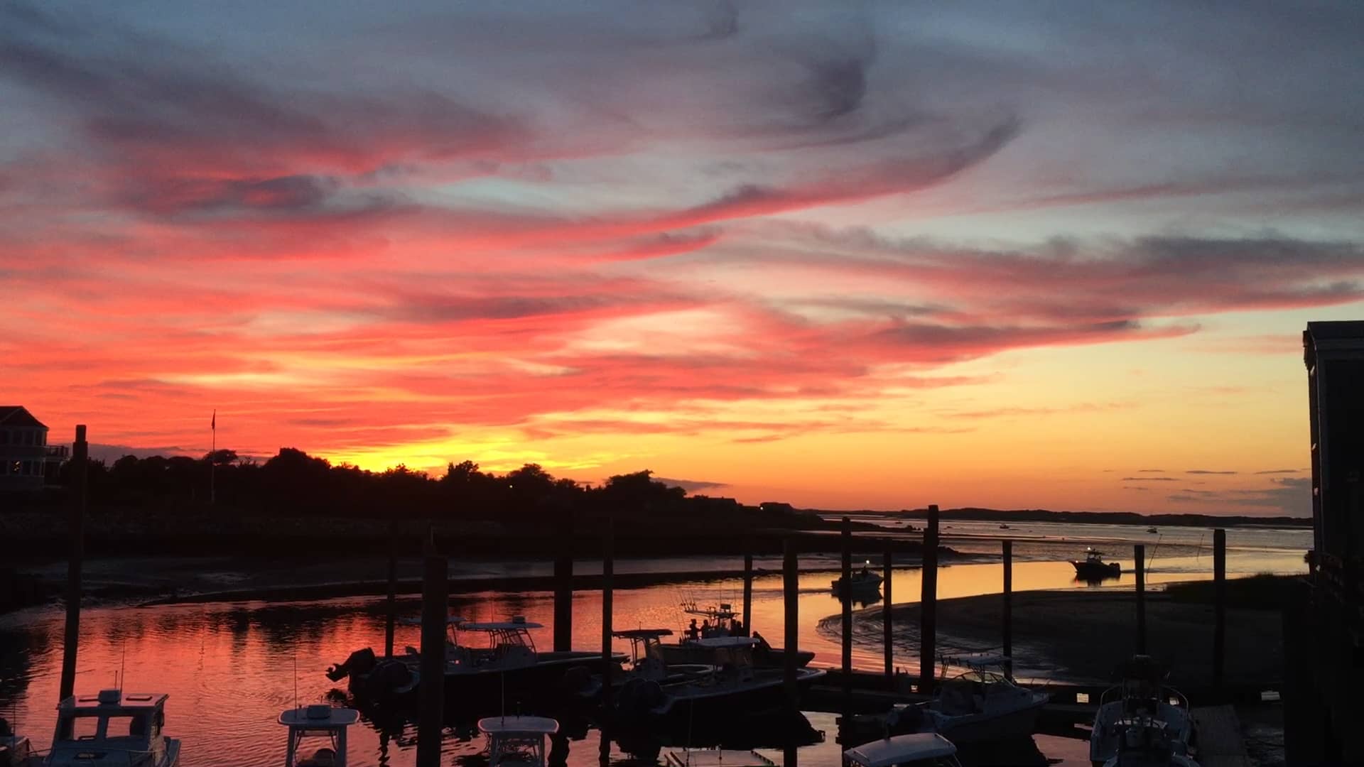 Sunset over Barnstable Harbor on Cape Cod MA as seen from Mattakeese ...