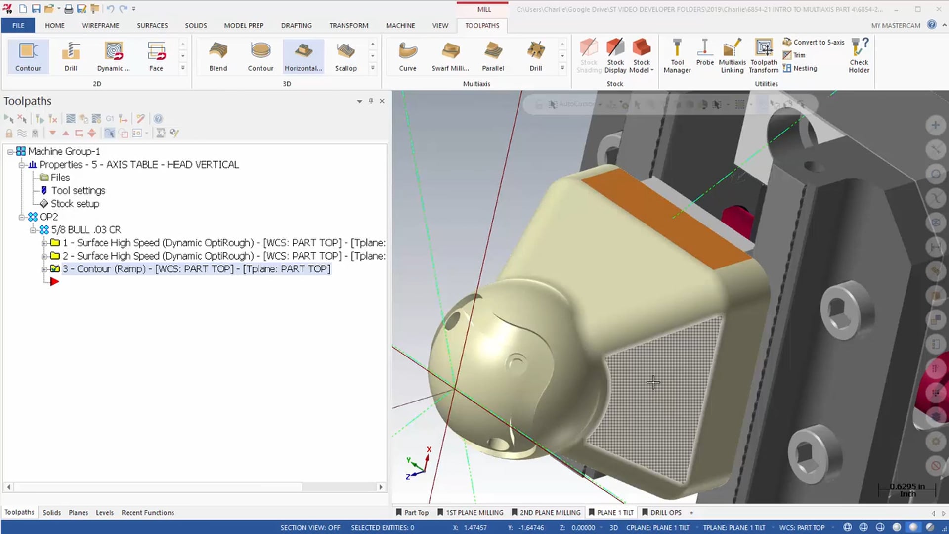 Mastercam 2021 Library - Multi Axis Getting started project Part 2 Mastercam 2021 Library - Multi Axis Getting started project Part 2