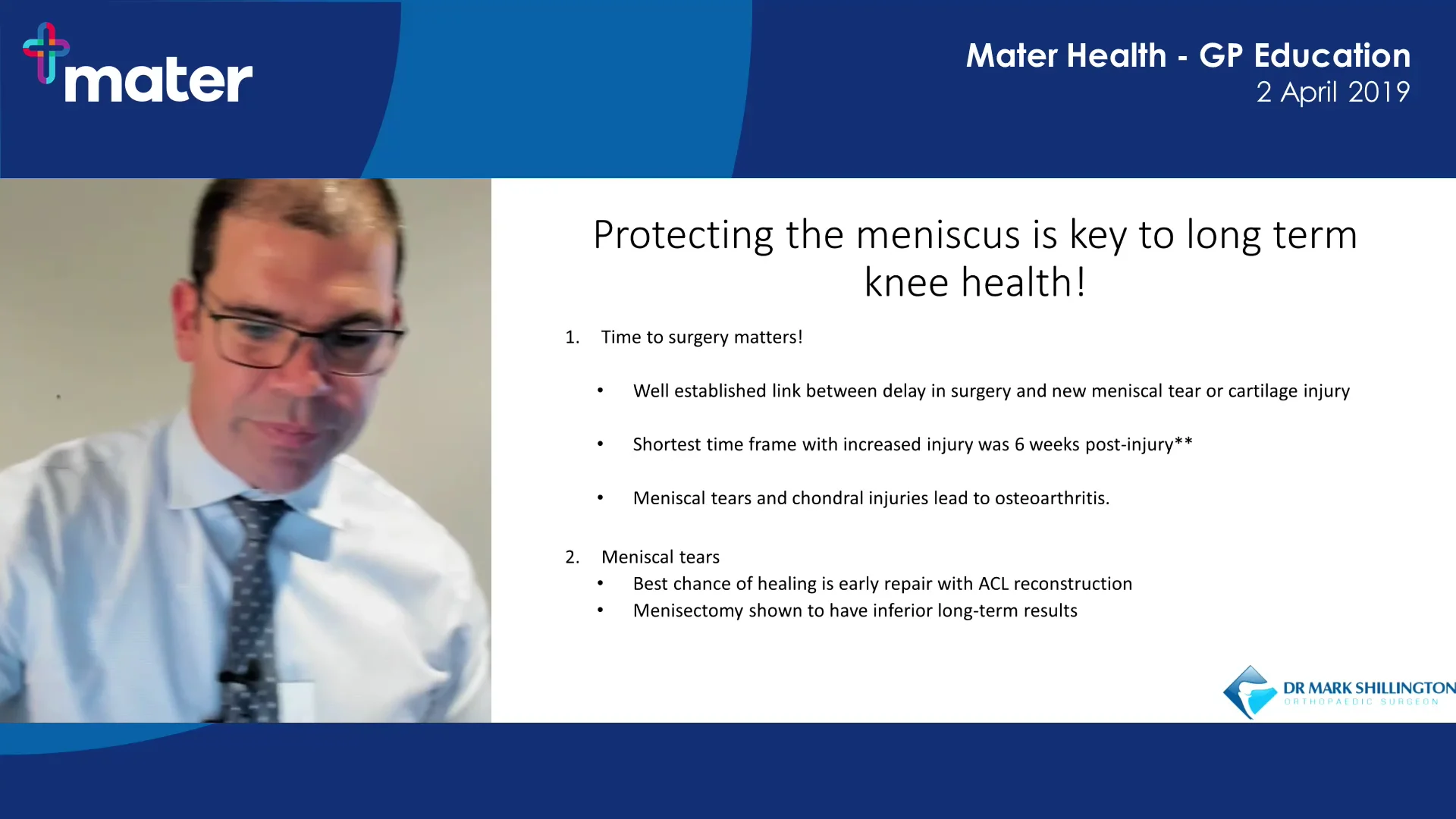 Mater GP Education - Current concepts in knee and shoulder surgery Dr ...